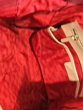 Michael Kors | Bags | Michael Kors Red Leather Tote With Tan Handles ...